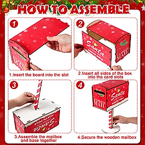 Tenceur Christmas Mailbox Letter to Santa Kit Christmas Decorations with Santa Mailbox 12 Envelopes 12 Christmas Cards 12 Stickers 12 Stamps for Wish List Indoor Outdoor Home Xmas Holiday Room Party