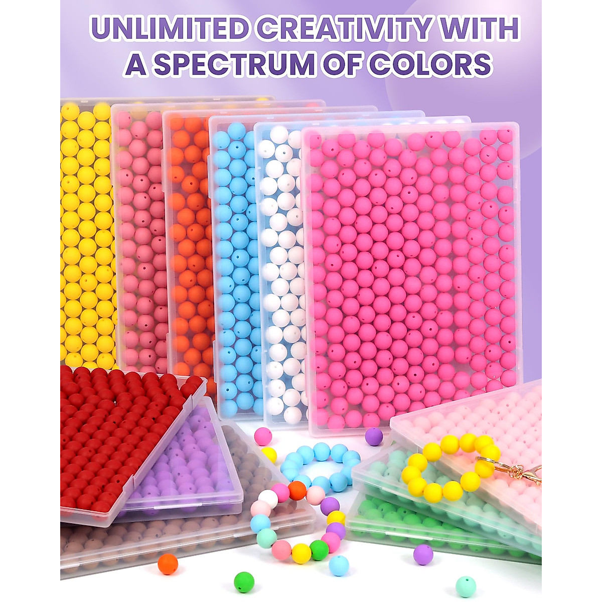 150PCS FIVEIZERO Silicone Beads 15mm for Keychain Making, Bulk Rubber Beads for DIY Crafts, Bracelets, and Necklaces - Silicone Beads Bulk, Keychain Beads, Rubber Beads for Pens.(Black)