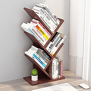 Tekirose Bookshelf,Small Bookshelf 5-Tier Tree Bookcase in Bedroom Home Office Corner Desktop Bookshelf for Desk