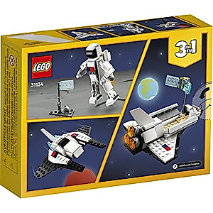 LEGO Creator 3 in 1 Space Shuttle Building Toy for Kids, Creative Gift Idea for Boys and Girls Ages 6 and Up, Build and Rebuild This Space Shuttle Toy into an Astronaut Figure or a Spaceship, 31134