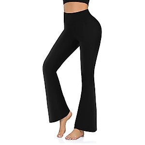 Aoliks Women’s Bootcut Yoga Pants - Flared Leggings for Women High Waisted Workout Lounge Bell Bottom Jazz Dress Pants Black