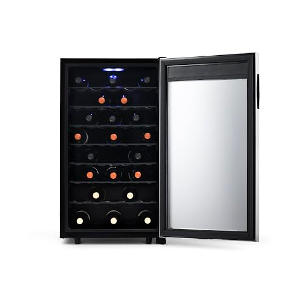 NewAir 20” Wine Refrigerator – 50 Bottle Wine Cooler, Single Zone Freestanding Wine Fridge in Stainless Steel, Wine Chiller with Adjustable Racks and Exterior Digital Thermostat for Kitchen and Bar