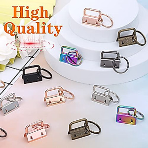 Key Fob Hardware, modacraft 42PCS 1 Inch 7 Colors Keychain Hardware Set Key Fob Hardware for Wristlet Keychain, Key Lanyard and Key Chain Making Hardware Supplies