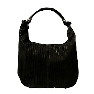 Pierre Cardin Black Leather Large Hobo Relaxed Suede Shoulder Bag for womens