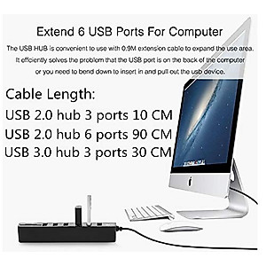 Leya-US LEYAYA Multi USB 2.0 Hub USB Splitter High Speed 6 Ports with TF SD Card Reader(Black) (Color : White)