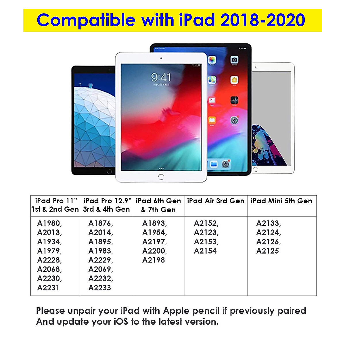 Stylus for Apple iPad, Active Digital Pen for iPads After 2018, iPad 6/7 / Pro 3-12.9" 3rd Gen/Pro 3-11" 1st Gen/Pro 12.9" - 4th Gen/Pro 11" - 2nd Gen/Air - 3rd Gen/Mini - 5th Gen