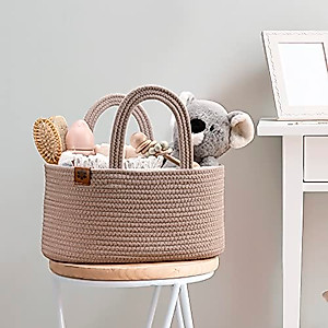 PeraBella 2-in-1 Baby Diaper Caddy Organizer for Changing Table, Cotton Rope Diaper Basket for Boy, Girl, Gift for Baby Shower, Nursery Diaper Organizer, Portable Diaper Storage, Car Caddy Organizer