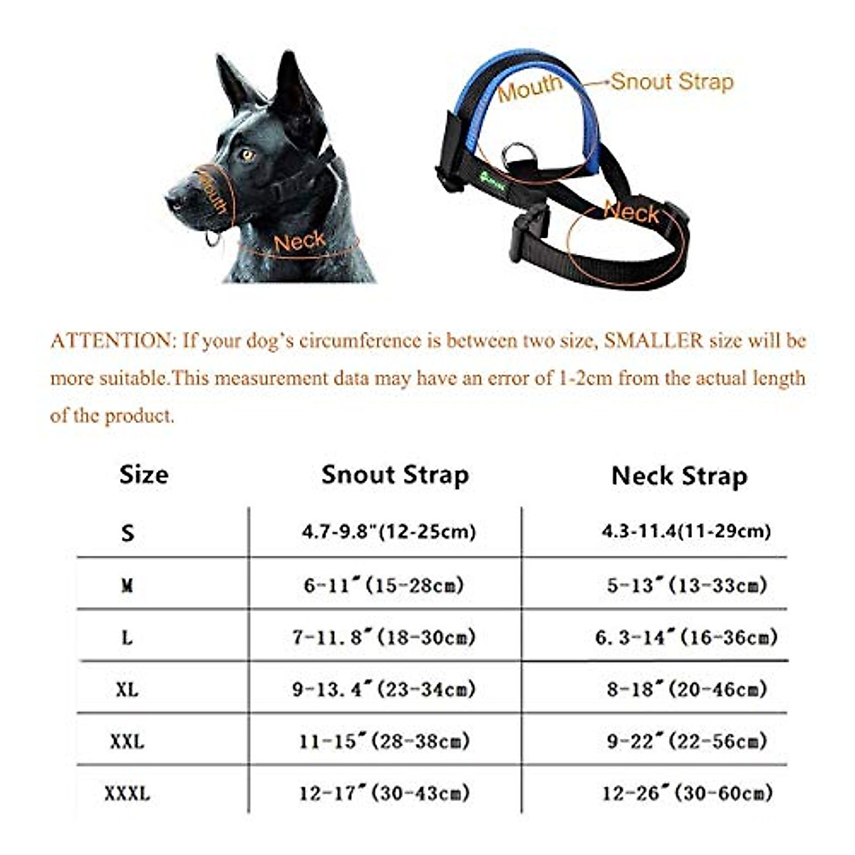 Lepark Nylon Dog Muzzle for Small,Medium,Large Dogs Prevent from Biting,Barking and Chewing,Adjustable Loop(L/Black)