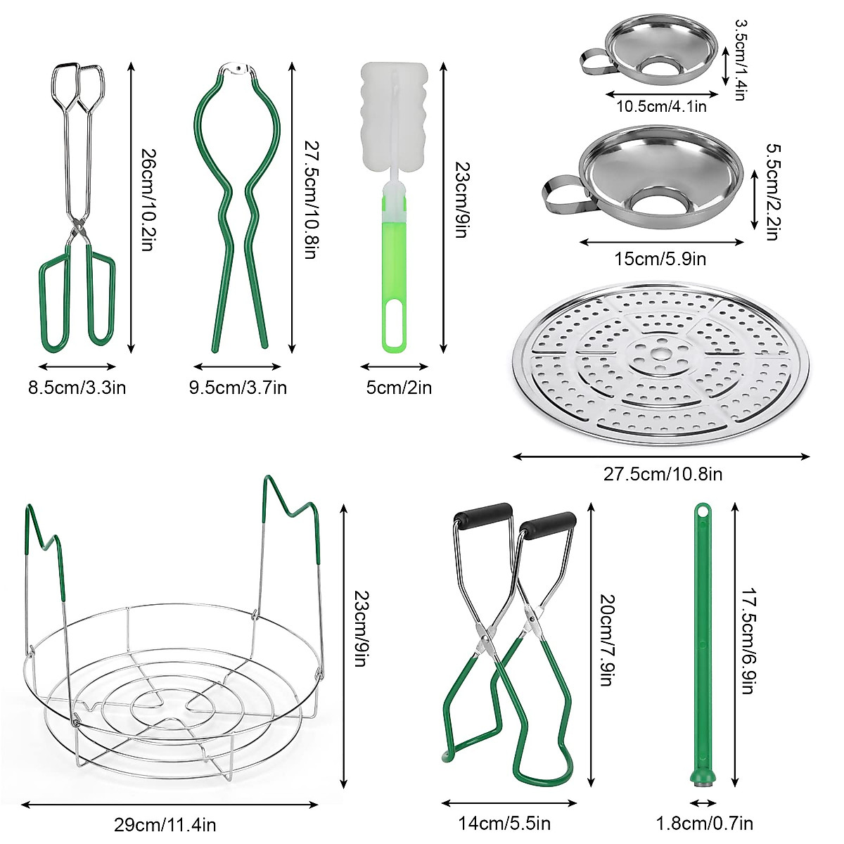Canning Supplies Starter Kit, 10 Piece Stainless Steel Canning Set Tools for Water Bath/Pressure Canner with Cleaning Tools Home Canning Kit for Beginners