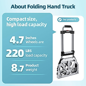 RJTEK 【Upgraded Version】 Stair Climber Hand Truck and Dolly, 220 Lb Capacity Stair Climbing cart Heavy-Duty Trolley Cart Heavy-Duty Luggage cart Stair Dolly Lightweight with Telescoping Handle