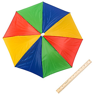 Funny Party Hats Umbrella Hat - Fishing Umbrella Hat for Kids and Adults - Elastic, Rainbow Colors
