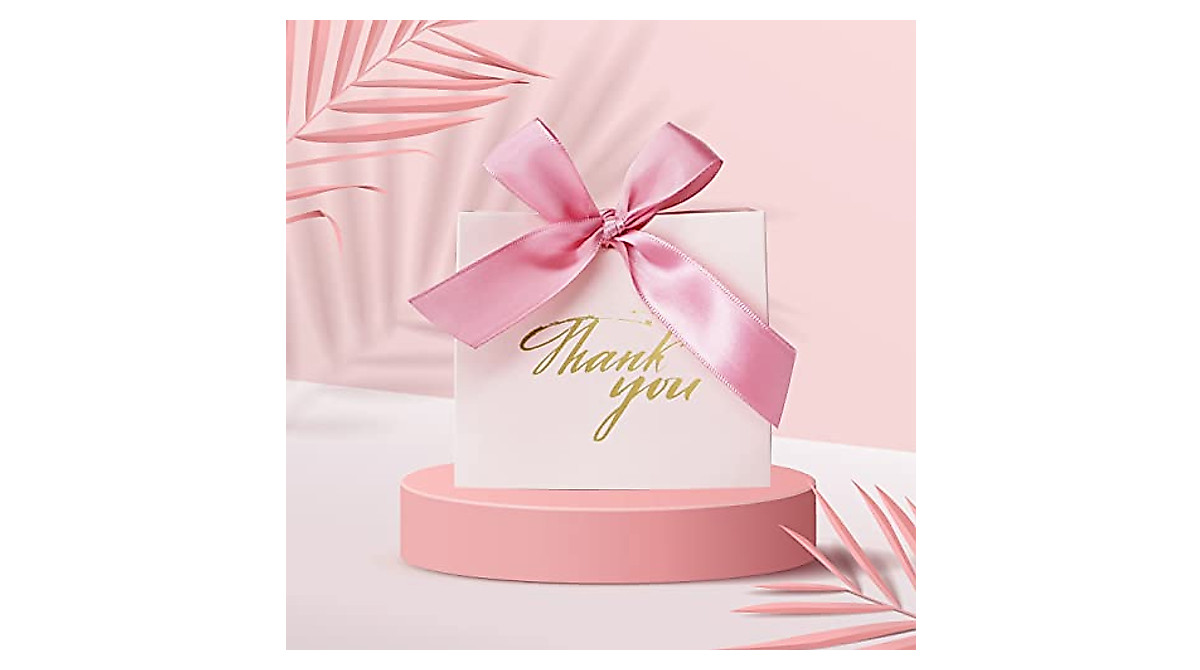 Elegant 24-Pack Pink Thank You Gift Bags for Weddings & Events