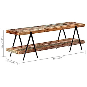 vidaXL TV Cabinet Wooden Home Living Room Bedroom Furniture Lowboard HiFi Plasma Side Stereo Cabinet Solid Reclaimed Wood 63"x15.7"x19.7"