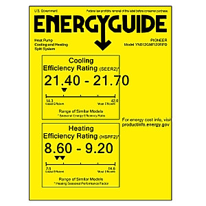Pioneer Air Conditioner WYS012G-20 Wall Mount Ductless Inverter+ Mini Split Heat Pump, 12000 BTU-208/230V