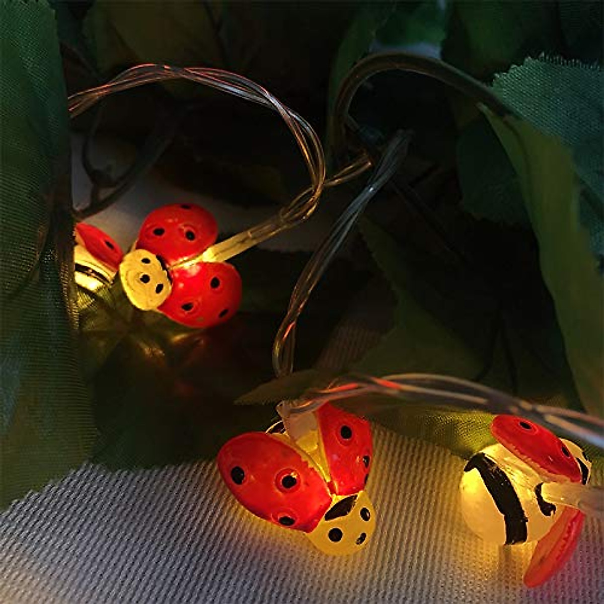 ZLYPSW 20 LED Ladybug Shape String Lights Battery Holiday Wedding Christmas Decoration lamp for Home Balcony Courtyard Garden