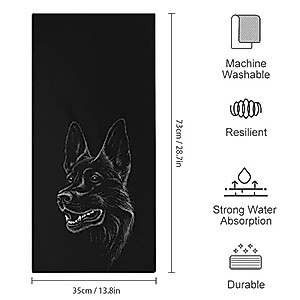 Black German Shepherd Washcloth Towel 28.7"x13.8" Face Cloths Superfine Fiber Highly Absorbent Towels Hand Towels