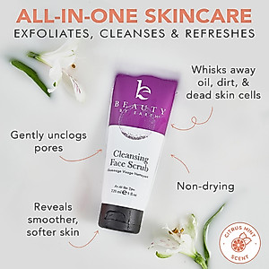 Face Scrub - USA Made with Natural & Organic Ingredients, Cleanses and Exfoliates All Skin Types, Microdermabrasion Facial Scrub with Glycerin, Gentle Exfoliating Face Wash, Removes Dead Skin Cells