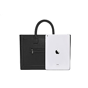 Daisy Rose Tote Shoulder Bag with Front Zipper - PU Vegan Leather - BLACK