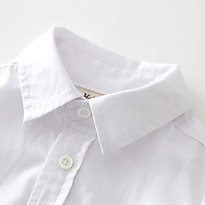 MOMOLAND Infant Baby Boys Plaid Bodysuit Woven Shirt Button Up Long Sleeves Navy (White, 12-18 Months)