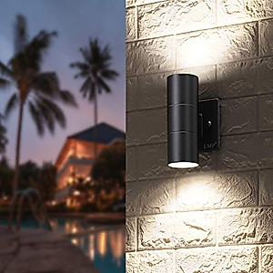 LMP Modern Outdoor Wall Light Porch Light Patio Light with Black Aluminum Finish for Decoration,Garage 2Packs Black