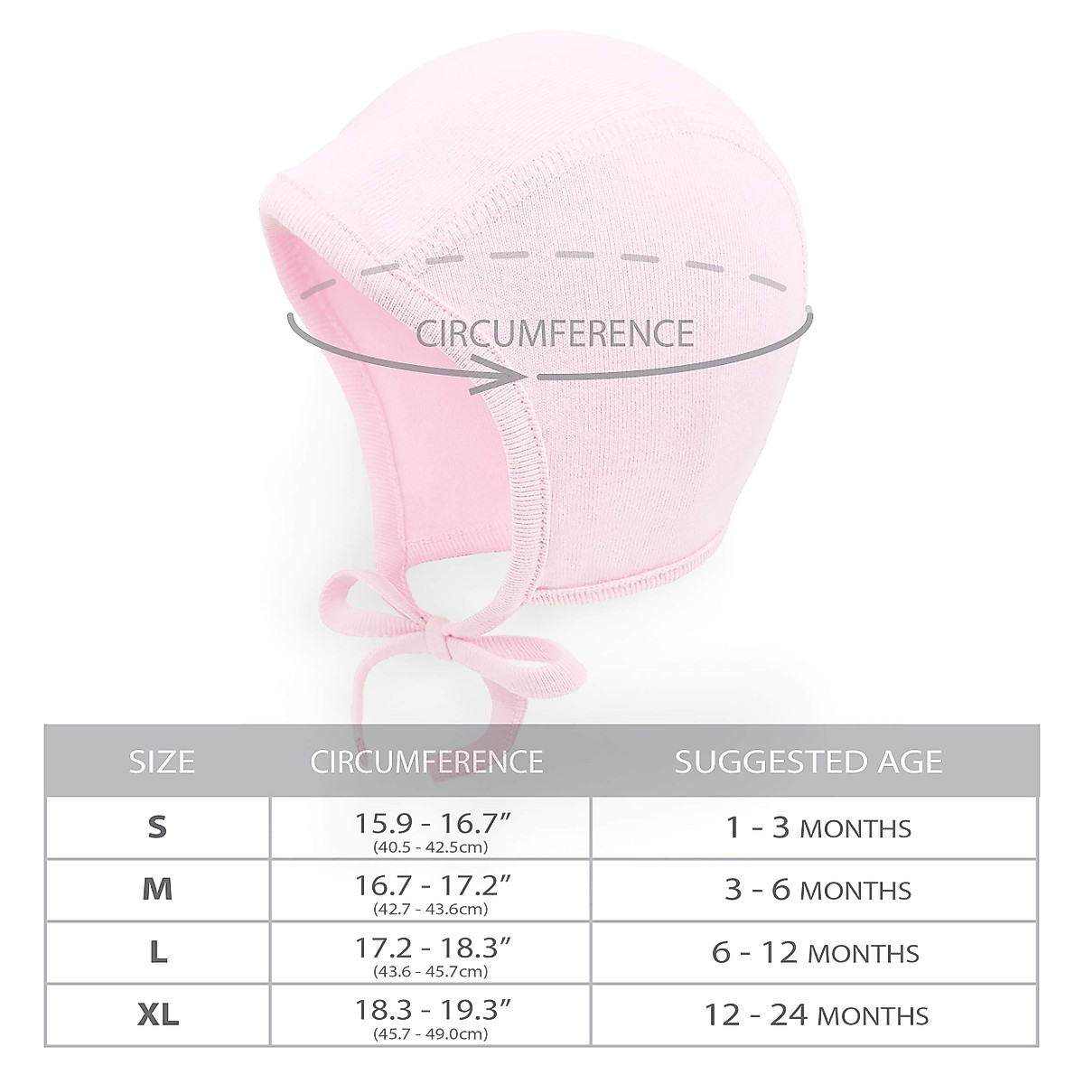 HappyTree 2 Pack Baby Hat Bonnet Soft 100% Combed Cotton Toddler Infant Beanie Pilot Caps, White + Light Pink, Medium