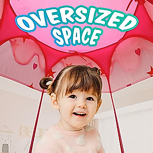 KIDAMI Princess Pop Up Tent with Star Lights for 1 2 3 Year Old Girls Birthday Gift, No Assembly Required, Easy to Fold with Portable Bag, Toddler Baby Girl Toys Kids Ball Pit Indoor Outdoor Playhouse