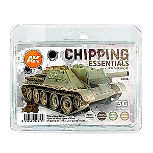 AK Interactive Chipping Essentials Weathering Acrylic Paint Set (4 Colors) 17ml Bottles