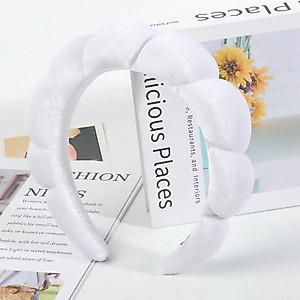 ALNILK Makeup Headband Spa Headbands for Women,Sponge & Terry Towel Cloth Fabric Head Band for Skincare, Face Washing, Makeup Removal, Shower, Facial Mask,Shower, Hair Accessories (White)