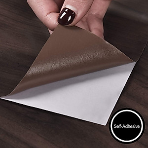 Mecpar 17.71" x 118" Walnut Wood Grain Wallpaper Wood Peel and Stick Wallpaper Self Adhesive Removable Waterproof Wallpaper for Kitchen Door Countertops Cabinets Shelves Decorative