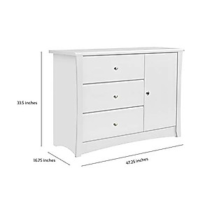 Storkcraft Crescent 3 Drawer Combo Dresser (White) – Baby and Kids Bedroom Organizer, Nursery Chest, Storage Dresser With Drawers, Universal Design