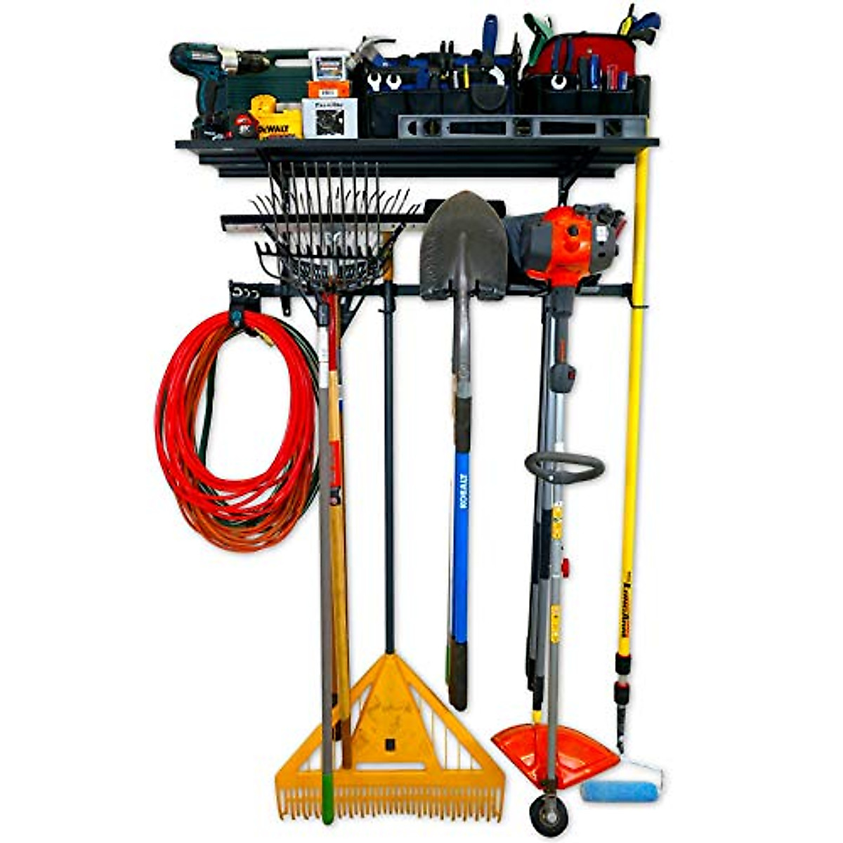 StoreYourBoard Tool Pro Essential Garage Rack, Equipment Organizer, Wall Mount Hanger With Overhead Shelf