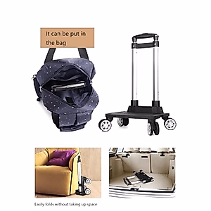 Hand Truck with Telescoping Rod and 4 Wheels, Heavy-Duty Folding Cart for Luggage, Backpacks and More, Black