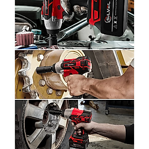SILVEL 21V Cordless Impact Wrench 1/2 inch, 517 Ft-lbs (700N.m) Max Torque, Brushless Impact Driver with 1.5Ah Li-ion Battery, 6 Sockets, Power Impact Gun