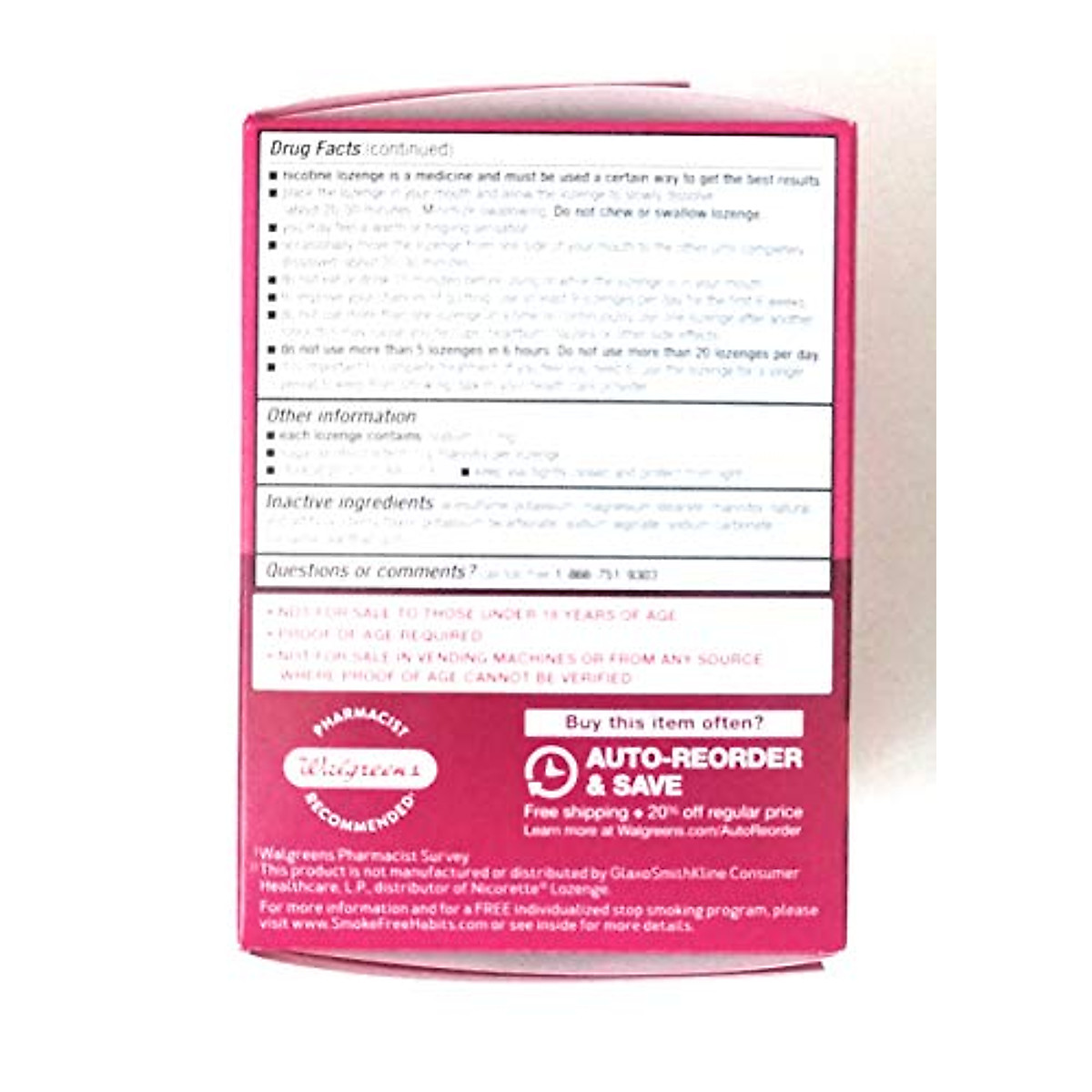 Walgreens Nicotine Lozenge, 4mg, Cherry, 72 ea