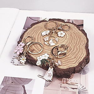 HOLAOCT Cute Keychains Aesthetic Bunny Keychain Accessories Kawaii Cat Key Ring for Women,Keychains Charm for Airpod,Backpack