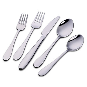 KITIOK Flatware Set for 4, Silverware Set, 20-Piece 18/0 Stainless Steel Utensils Set Service For 4, Tableware Cutlery Set, Mirror Polished, Dishwasher Safe, (Silver)