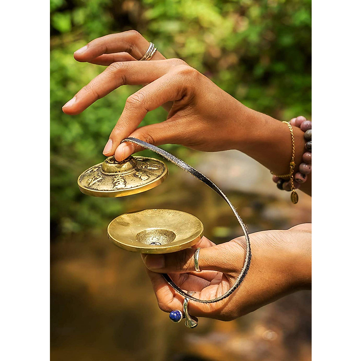 QT S Tibetan Handmade Yoga Meditation Om Tingsha Bell Chimes Cymbal Set, with Handmade Unique Bag (2.75 Inches Buddhist Tingsha, Om Mani Padme Hum Mantra) Made in Buddha Born Country Nepal (Red)