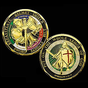 Put on The Whole Armor of God Challenge Coin Prayer Commemorative Coin - Antique Gold