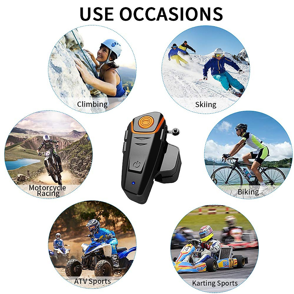 Dgakcvb Motorcycle Helmet Bluetooth Headset, BT-S2 1000m Helmet Bluetooth Intercom Up to 3 Riders Universal Communication System Headphones for Ski/ATV/Dirt Bike/Racing/Climbing(Dual)