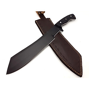 Nooraki MK-353 Handmade Fixed Blade Machete Knife, Multi Use Axe Machete Knife, Camping Knife, Hunting Knife, Bushcraft Knife, Full Tang Handle 17 inches with Hand Stitched Leather Sheath