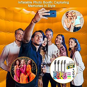 Inflatable Photo Booth Enclosure, 10 * 10 * 9ft Portable 16 Colors Shooting Tent for 360 Photo Booth Machine with 2 Doors, Inner Air Blower, Remote Controll Booth Tent for Wedding Birthday Parties