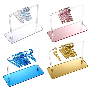 1PCS Earring Display Stand,Multi-color Coat Hanger Shape Display Stand Transparent Earrings Holder Acrylic Jewelry Display Organizer(Gold)