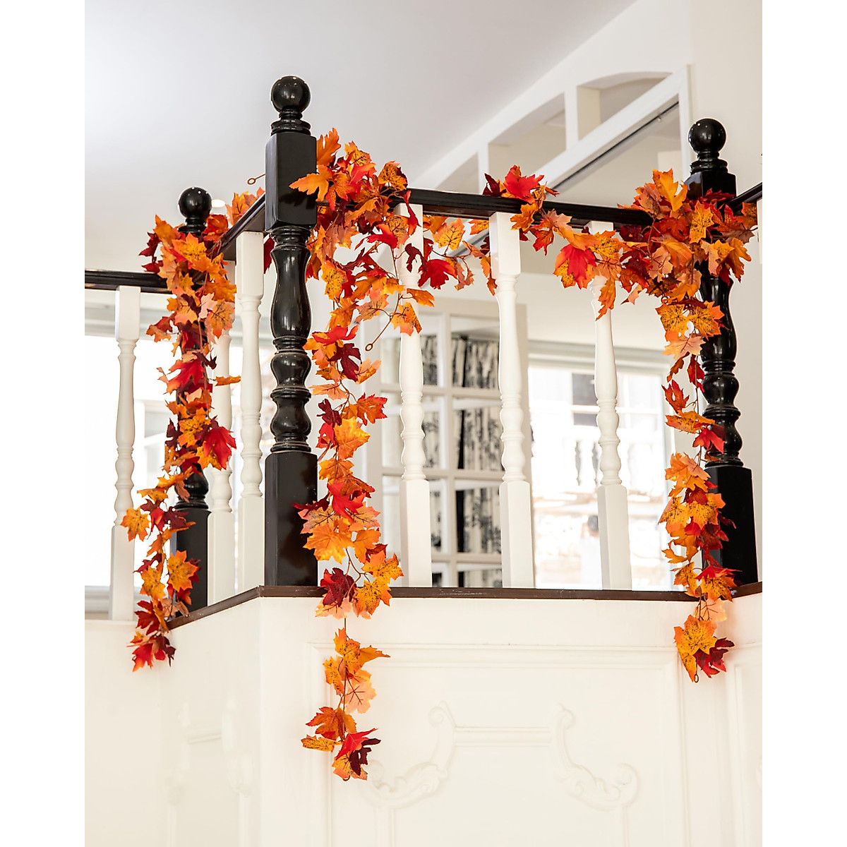 DuHouse 7Pack Fall Maple Leaves Garland 6Ft Hanging Artificial Fall Garland Autumn Leaves Vine for Halloween Thanksgiving Christmas Home Outdoor Decoration