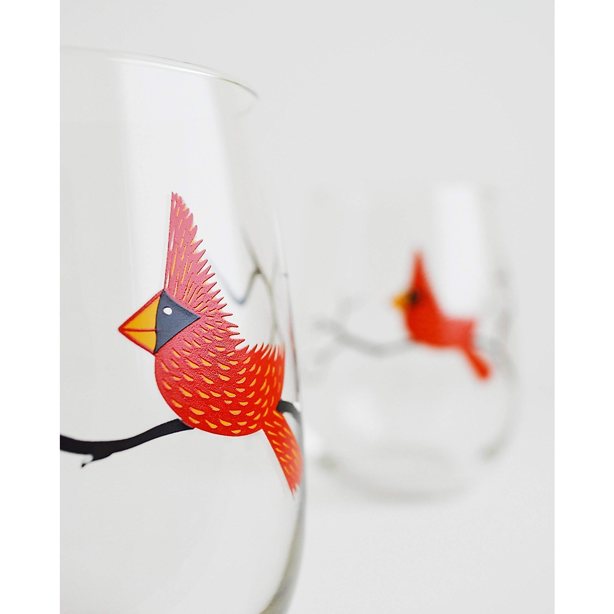 Cardinal Stemless Wine Glassware - Set of 2 Christmas Glasses