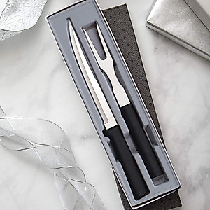 RADA Carving Knife Set – Black Handled 2-Piece Carving Set With Knife Sharpener