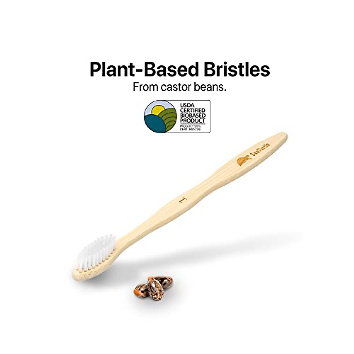 SeaTurtle Plant-Based Bristles, Bamboo Toothbrushes, Soft Natural Toothbrush for Adults, 4 Pack
