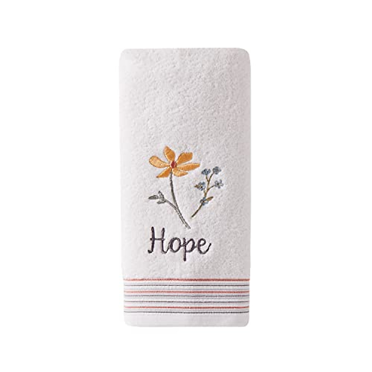 SKL Home Faithful Flowers Hand Towel,Cotton , White Small