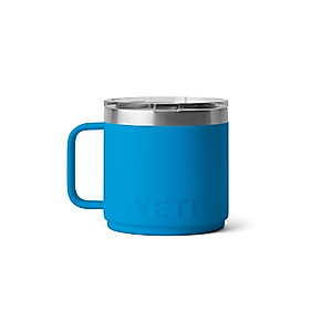 YETI Rambler 14 oz Stackable Mug, Vacuum Insulated, Stainless Steel with MagSlider Lid, Big Wave Blue
