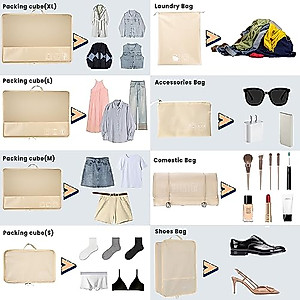 Packing Cubes for Suitcases, JARWEEN Suitcase Organizer Bags 8 Set, Luggage Organizer Bags for Travel Accessories,Carry-on Bag Storage for Trip (Beige)
