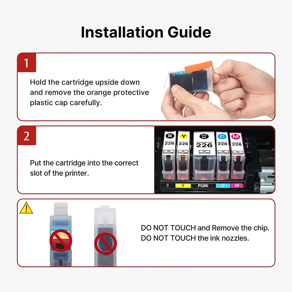 225 226 Ink Cartridge Combo Pack PGI-225 CLI-226 Compatible Replacement for Canon 225 226 Ink to use with Pixma MX882 MG6220 MG5320 MX892 MG5220 (5 Pack)